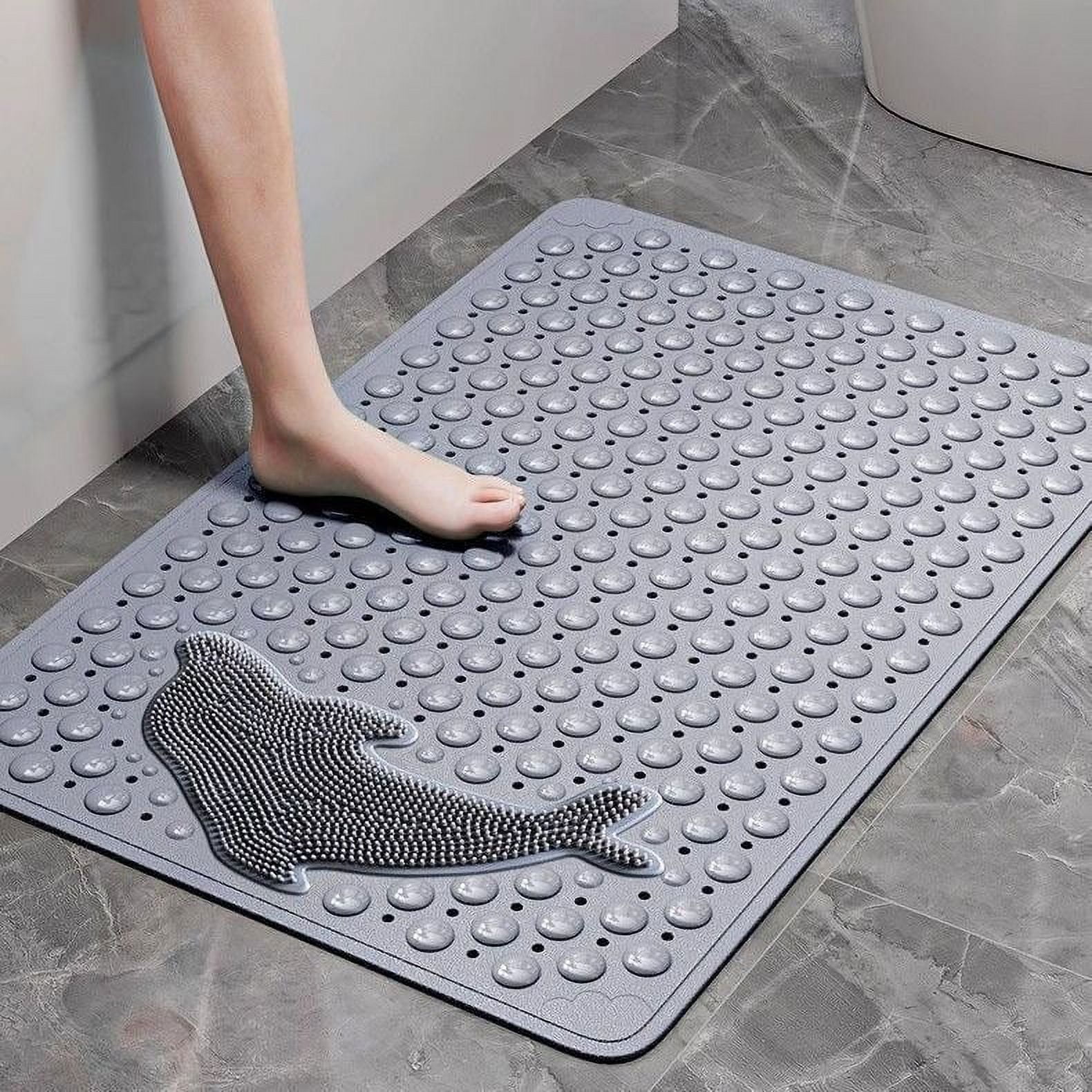 Non-Slip Shower Mat, Anti-Slip Stall with Drain Hole and Suction Cups ...