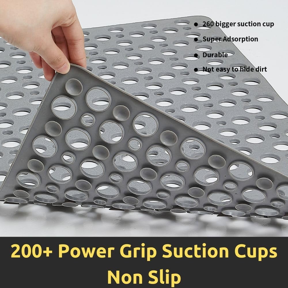 Non Slip Shower Mat with Suction Cups and Drain Holes Soft Machine ...
