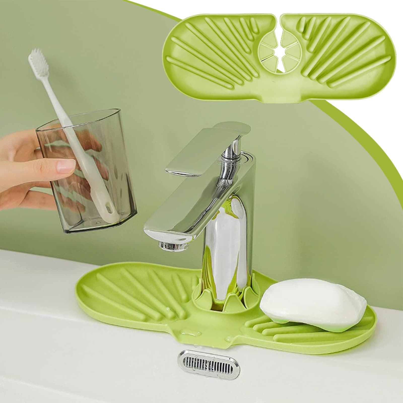 Non-Slip Sink Mat, Beige Kitchen Drying Rack Pad with Efficient ...