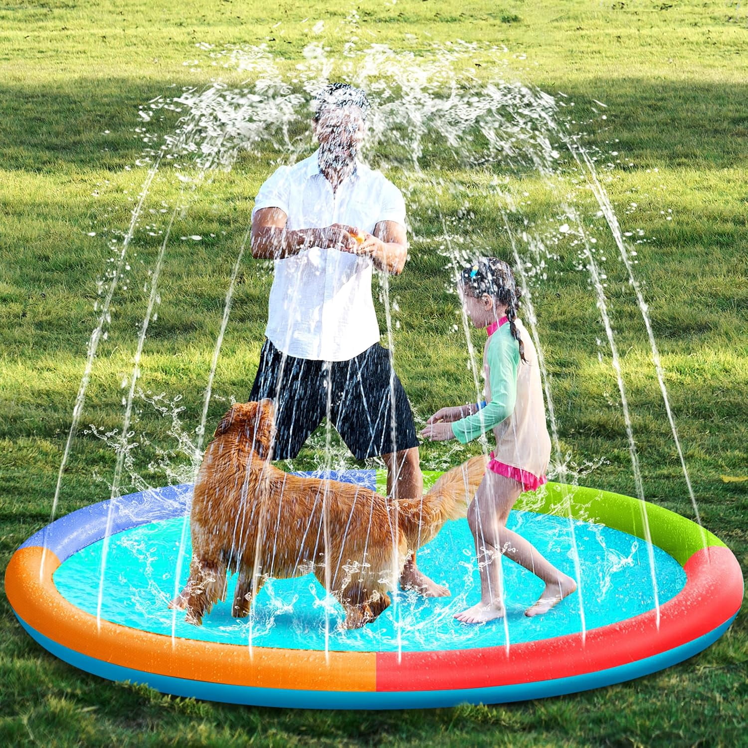 Non-Slip Splash Pad Sprinkler - Outdoor Water Toys Play Mat for ...