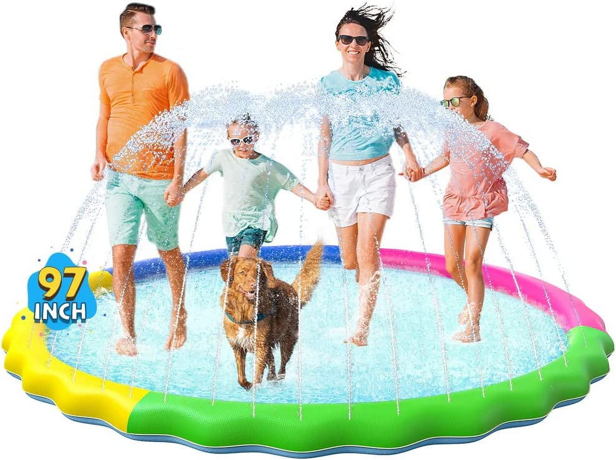 Non-Slip Splash Pad for people and Dog, Thicken Sprinkler Pool Summer ...