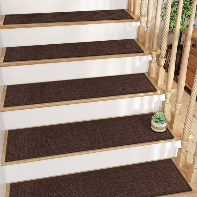 Non Slip Stair Carpet Treads with Rubber Backed, Jute Stair Rug ...
