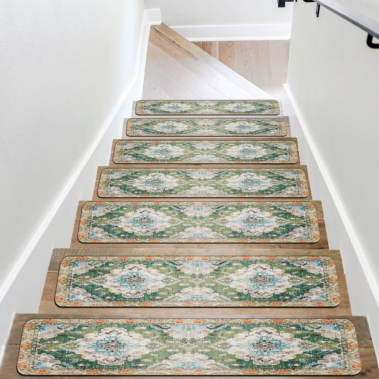 Non-Slip Stair Treads - Indoor Stair Runners for Wooden Steps Green ...