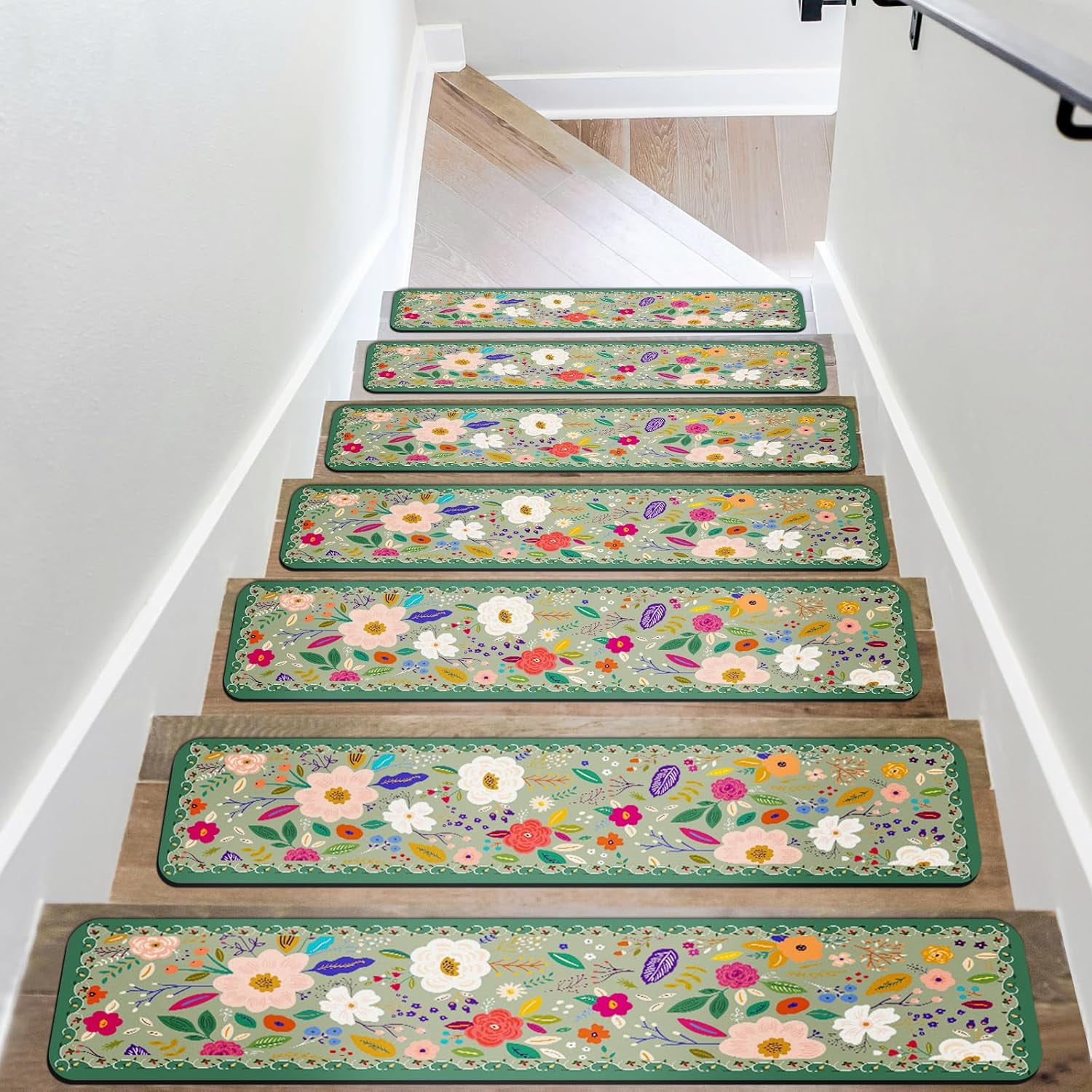Non-Slip Stair Treads - Indoor Stair Runners for Wooden Steps Green ...