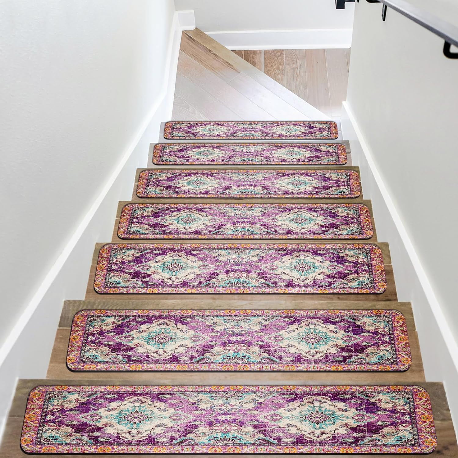 Non-Slip Stair Treads - Indoor Stair Runners for Wooden Steps Purple ...