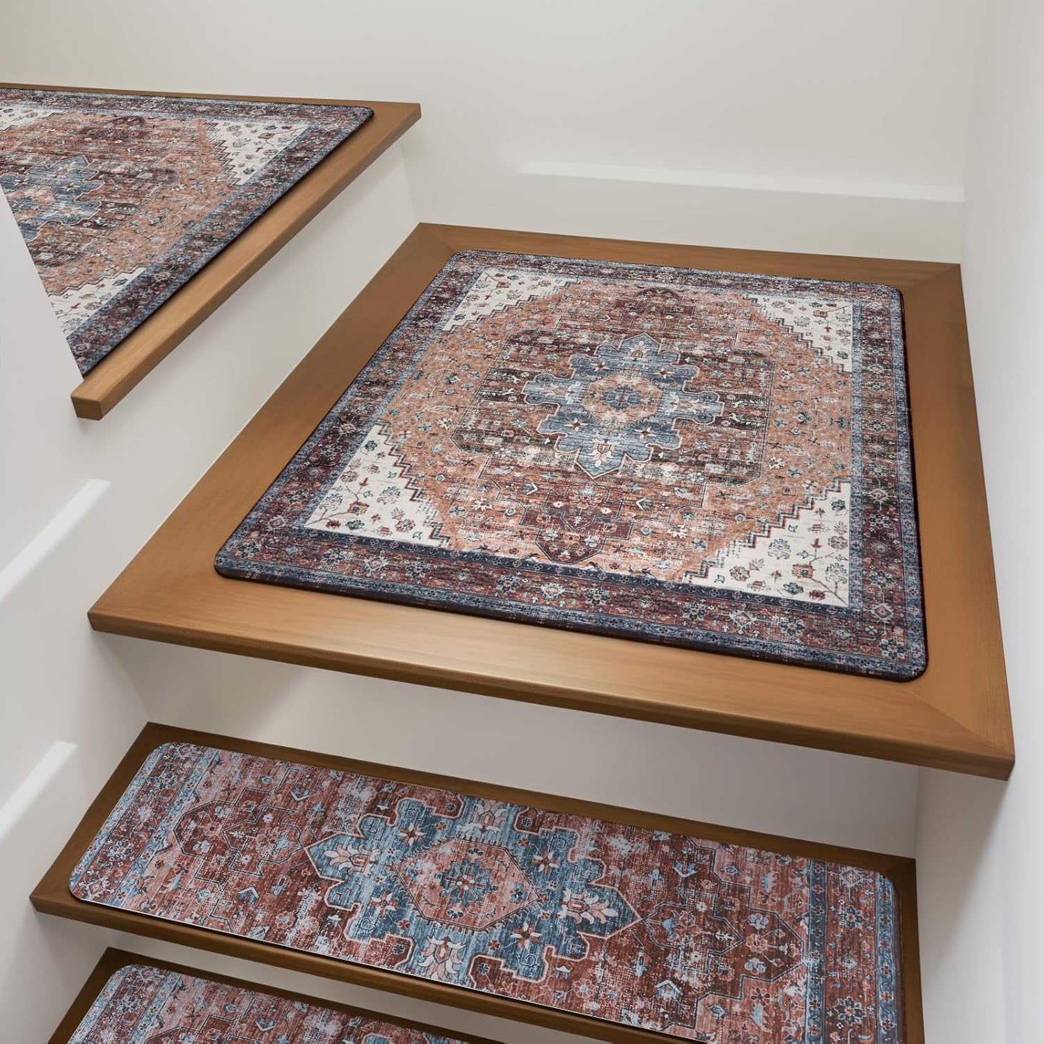 Non-Slip Stair Treads Matching Mat for Wooden Steps, Square Rubber ...