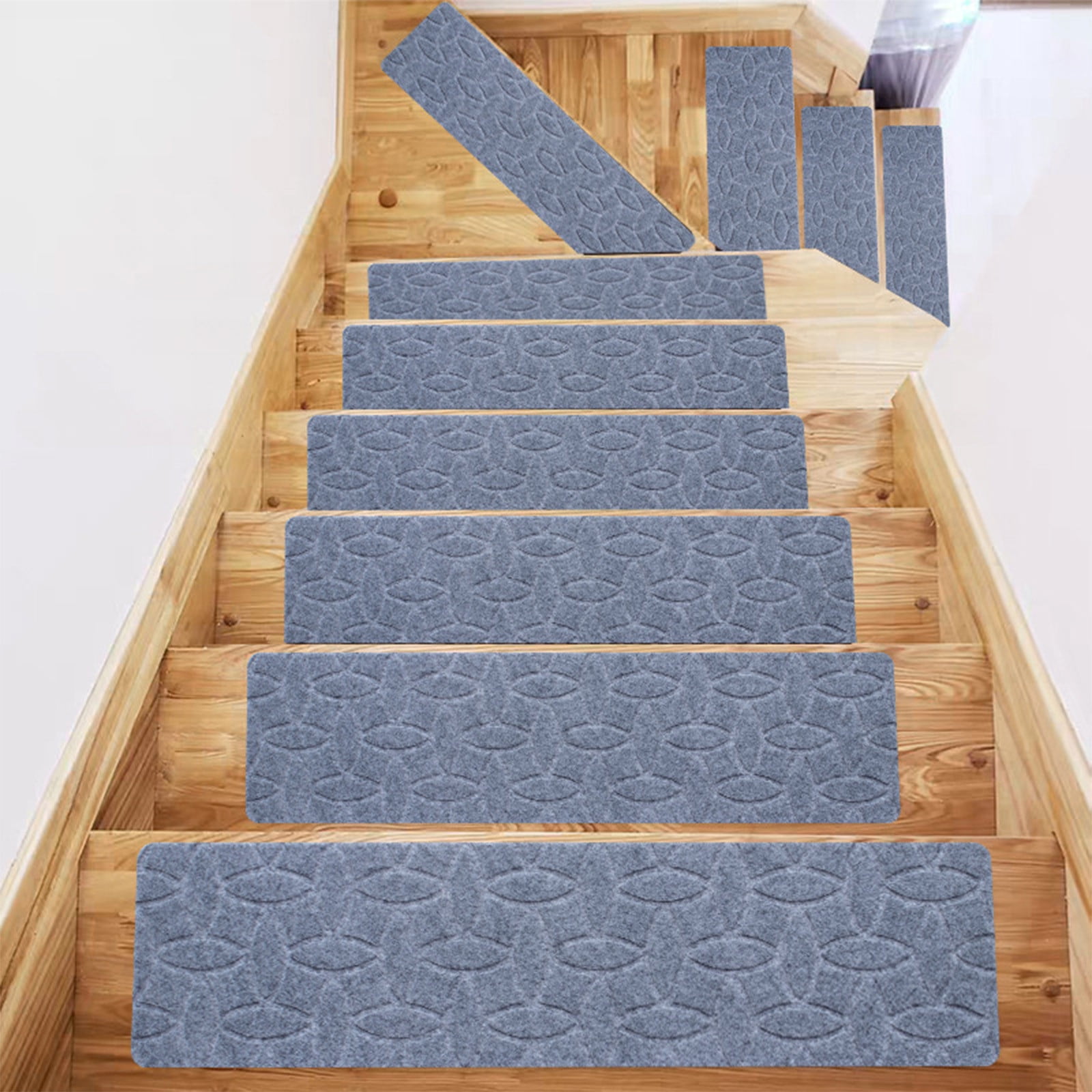 Non-Slip Stair Treads, Self Adhesive Mats, Durable Rubber Surface, Easy ...