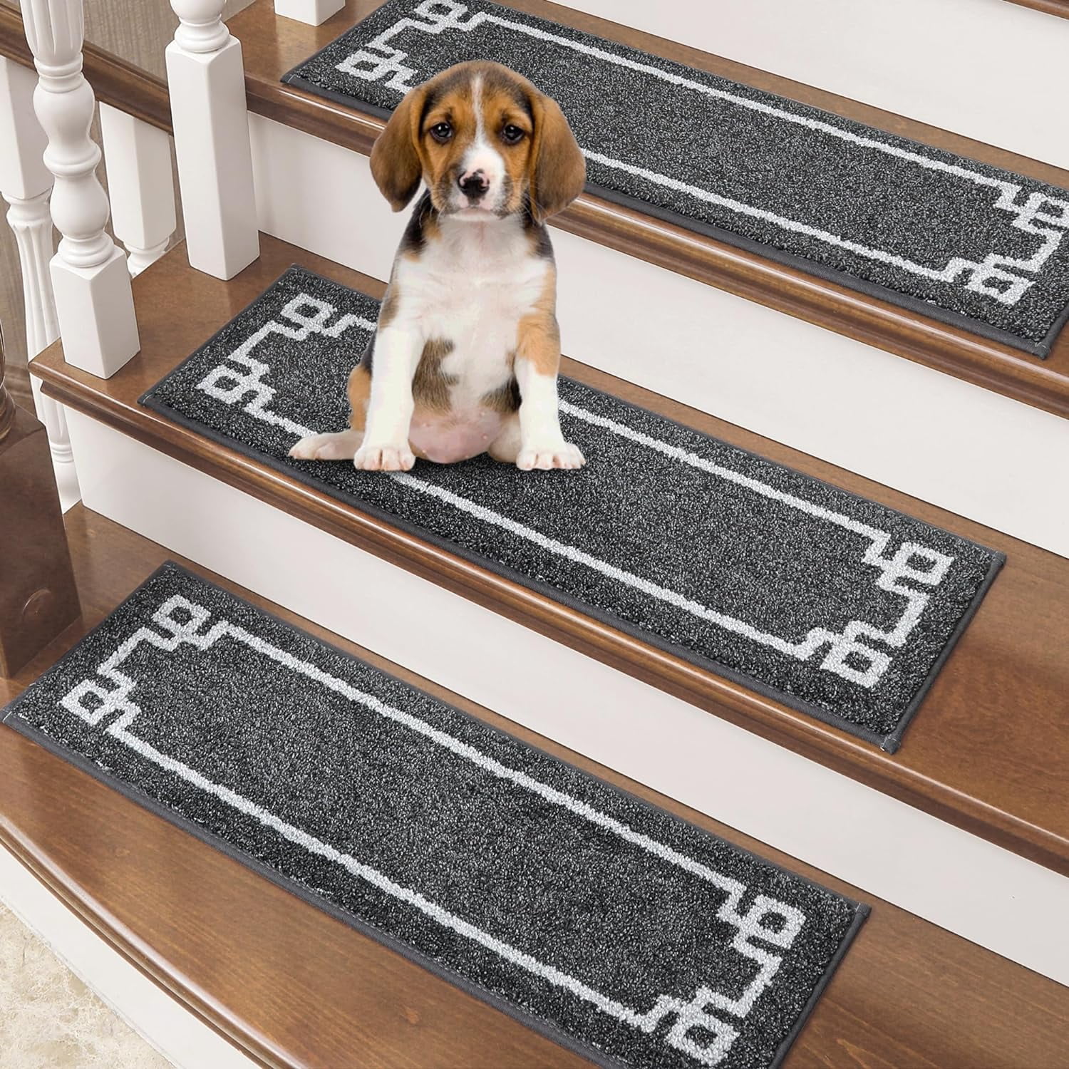 Non Slip Stair Treads for Wooden Steps Indoor Washable Stair Runner 28inX9in Polyester Durable ...