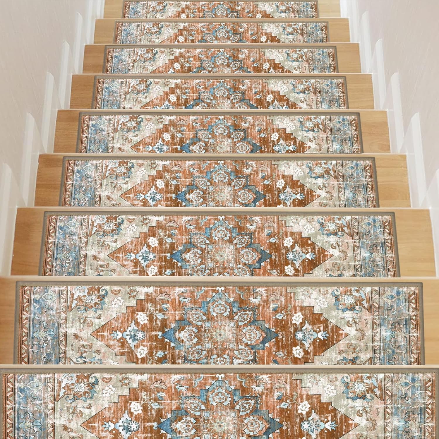 Non-Slip Stair Treads for Wooden Steps Set of 15, 8" X 30" Stair Carpet ...