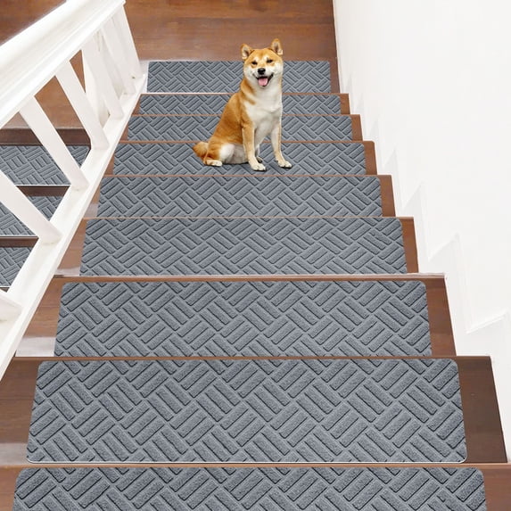Non-Slip Stair Treads with Adhesive Backing, 8x30 Inch Indoor Carpet ...