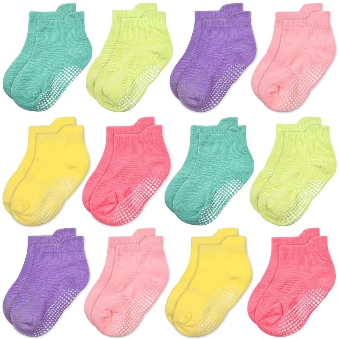 Non Slip Toddler Ankle Socks, 12 Pairs Anti Skid for Boys & Girls, 1-7 ...