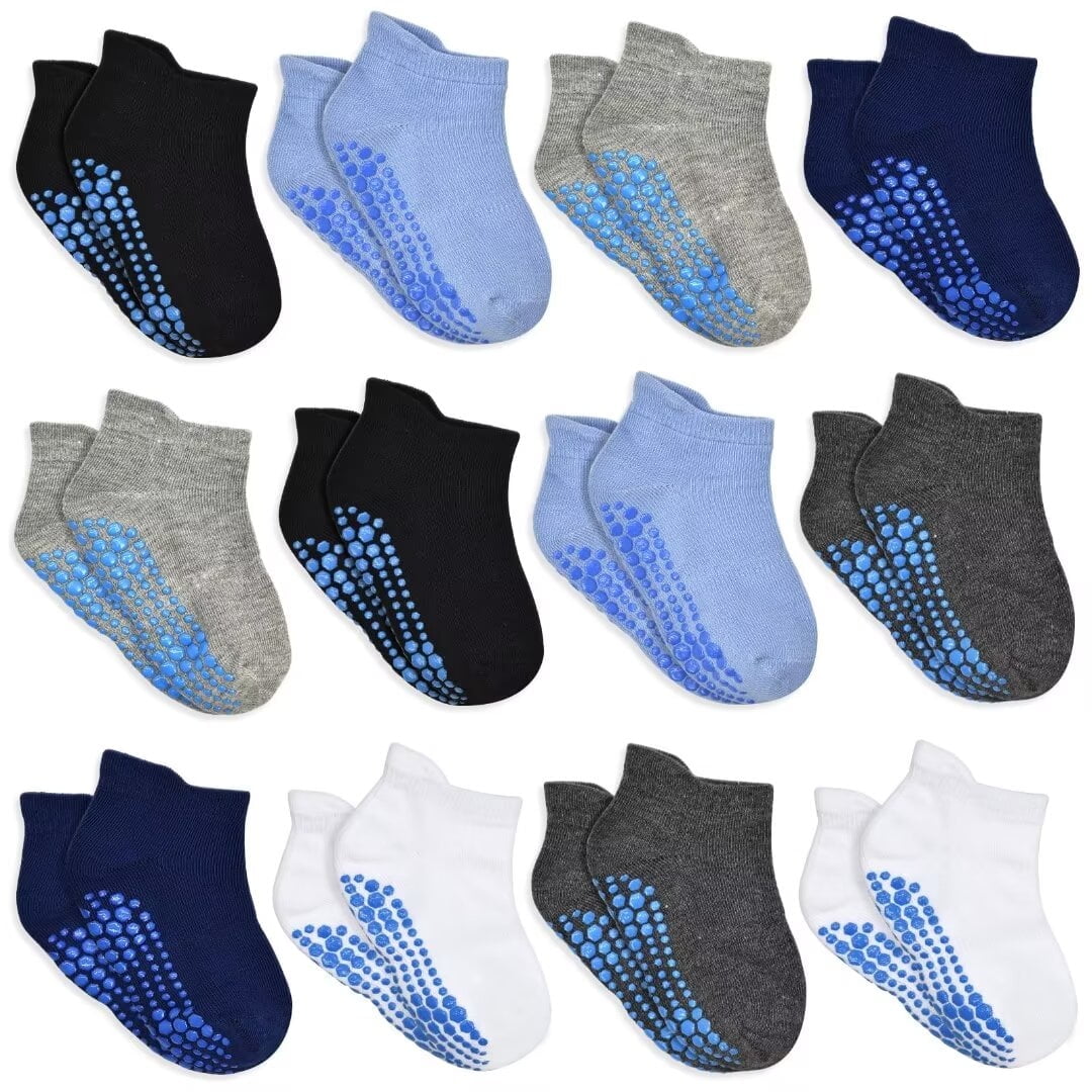 Non Slip Toddler Socks 12 Pairs Kids Ankle Socks with Grip Anti Skid ...