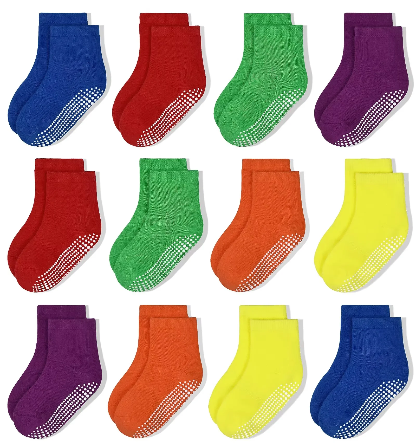 Non-Slip Toddler Socks With Grips 12 Pairs Kids Anti Slip Sticky Socks ...
