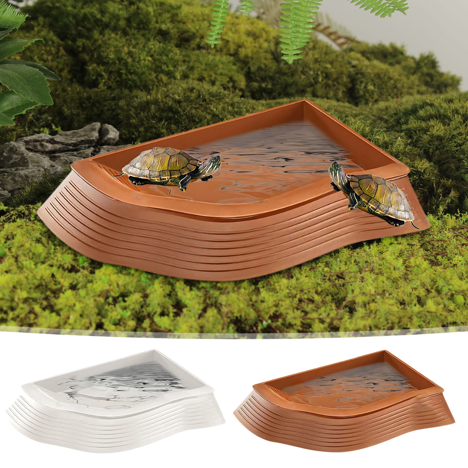 Non-Slip Turtle Water Bowl | ABS Reptile Dispenser with Climbing Areas ...