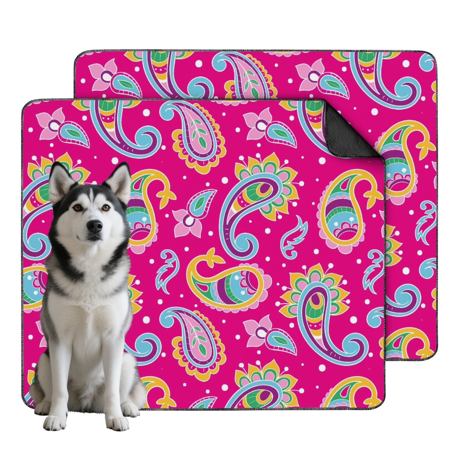 Non-Slip Washable Dog Pee Pads with Paisley Print, 35"x41" Reusable ...