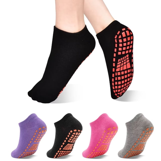 Non Slip Yoga Socks 4 Paris Pilates Grip Socks for Women Grip Ankle ...