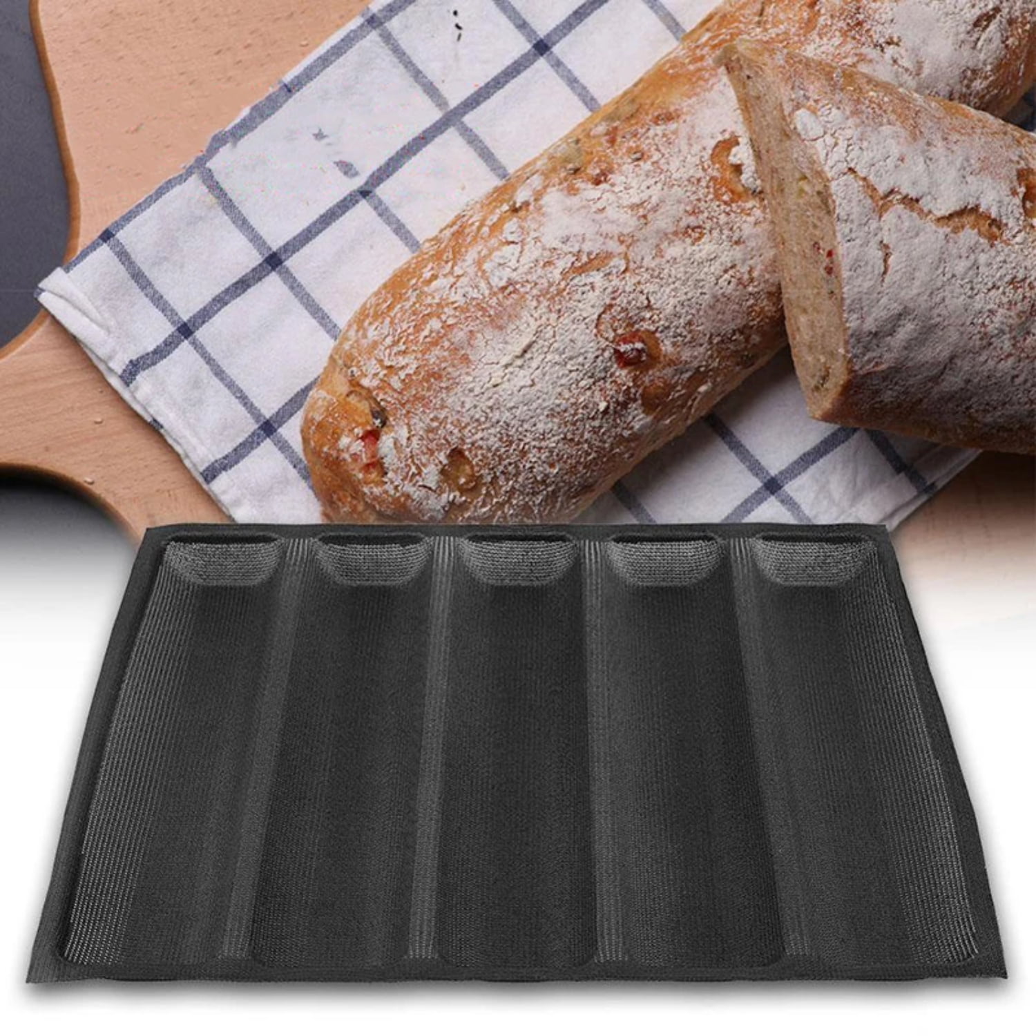 Non-Stick 10 Loaf Silicone French Bread Pan Perforated Baking Tray High ...