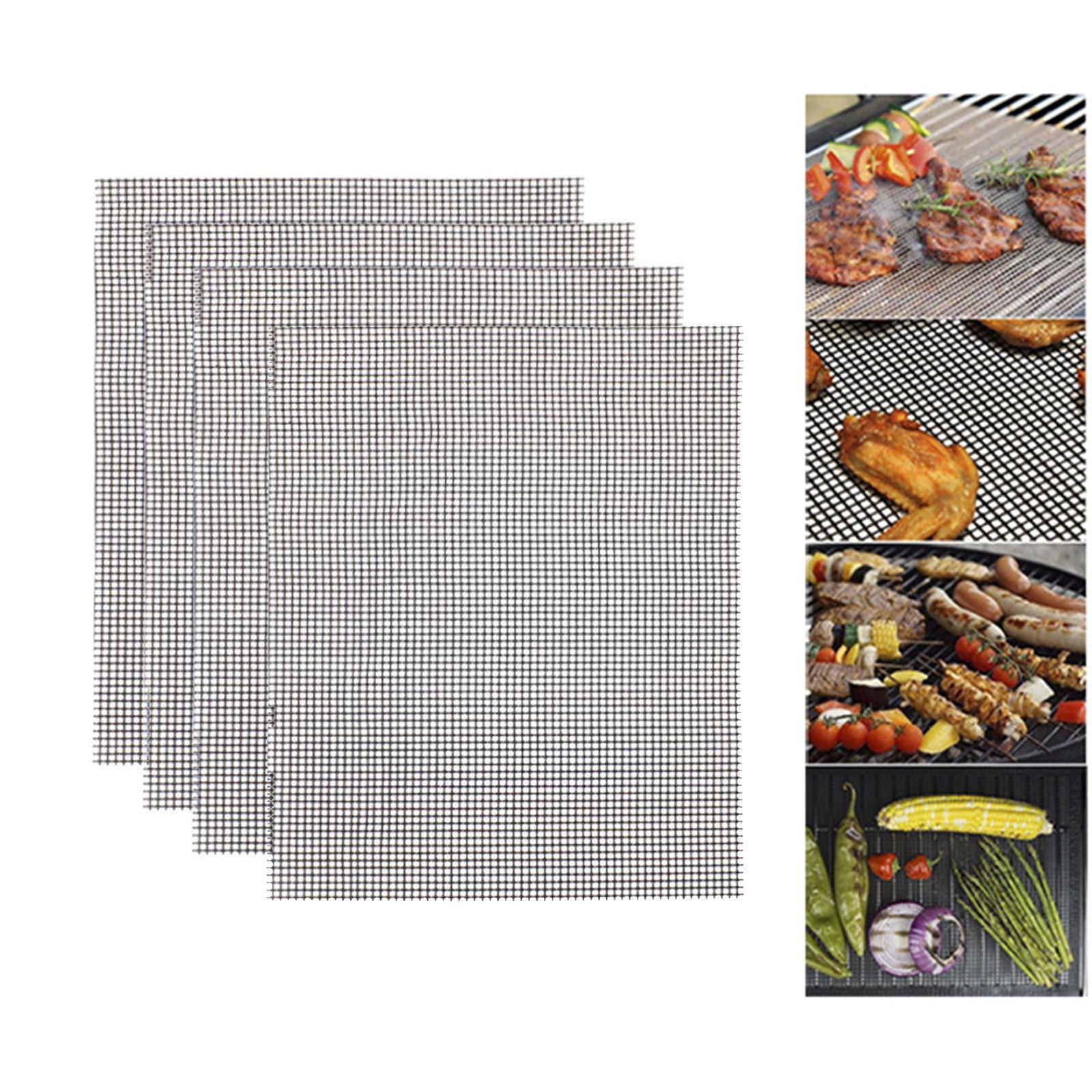 Non-Stick BBQ Grill Mesh Net, 4-Pack Rectangle Oven Grill Mats for ...
