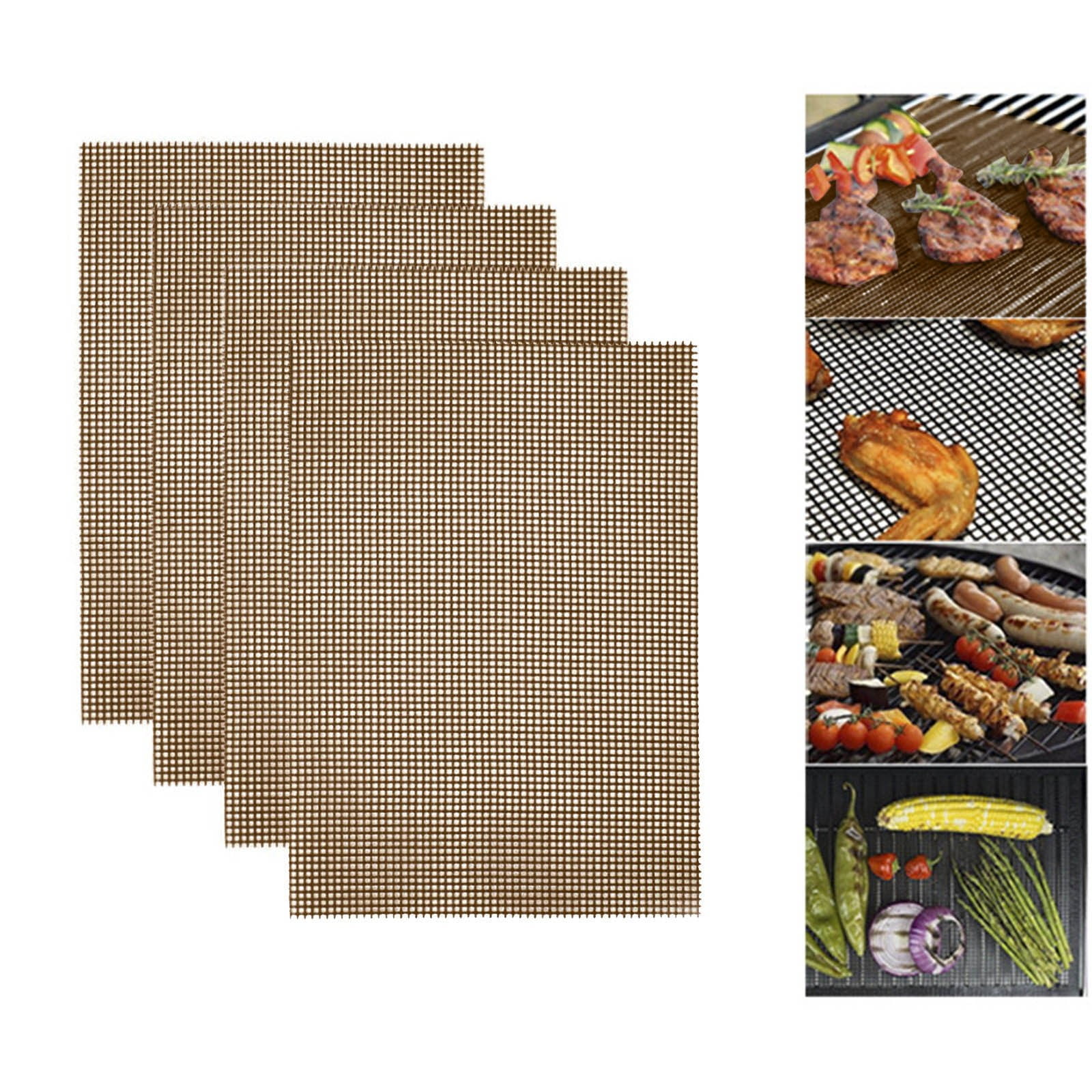 Non-Stick BBQ Grill Mesh Net, 4-Pack Rectangle Oven Grill Mats for ...