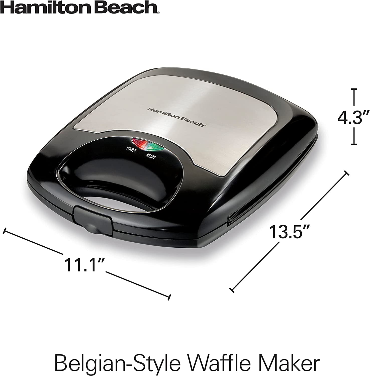 Non-Stick Belgian Waffle Maker with Indicator Lights, Makes 4 4" x 5 ...