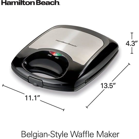 Non-Stick Belgian Waffle Maker with Indicator Lights, Makes 4 4" x 5 ...