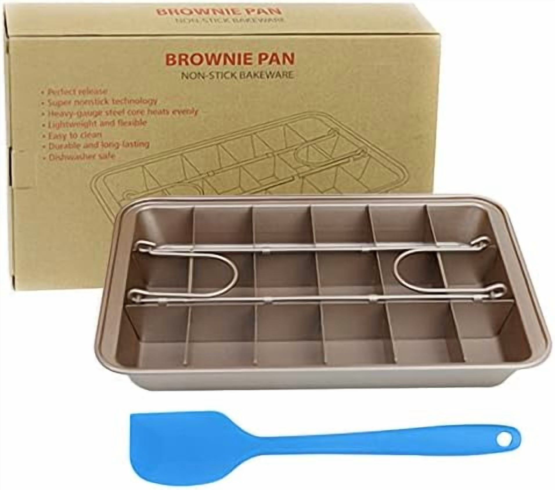 Non Stick Brownie Baking Pan with Dividers, 18 Pre-slice Non-stick ...