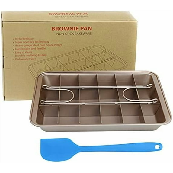 Non Stick Brownie Baking Pan with Dividers, 18 Pre-slice Non-stick ...