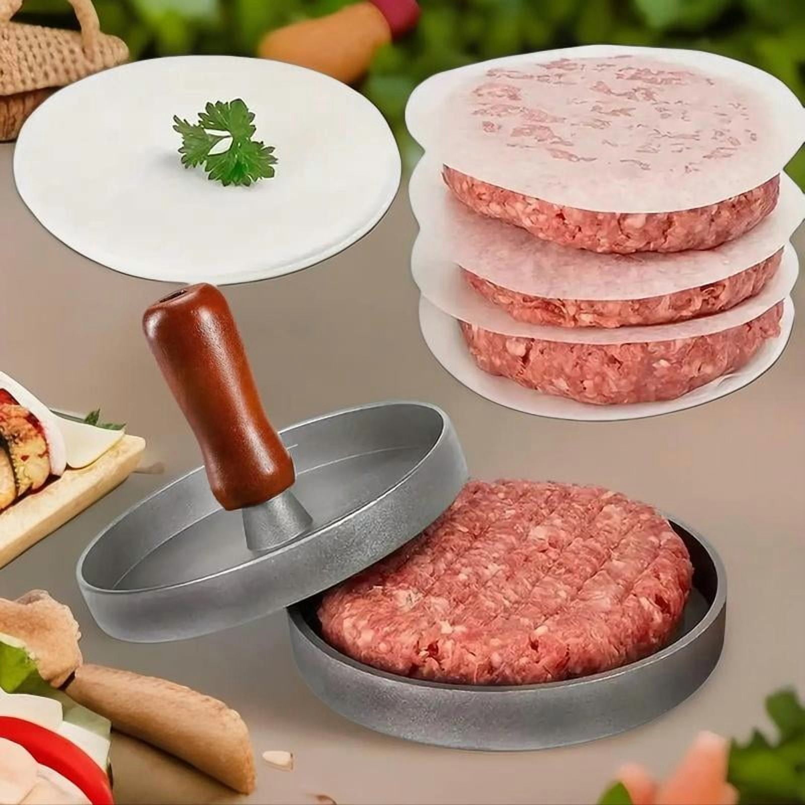 【Non-Stick Burger Press】Stainless Steel Hamburger Patty Maker with 100 ...