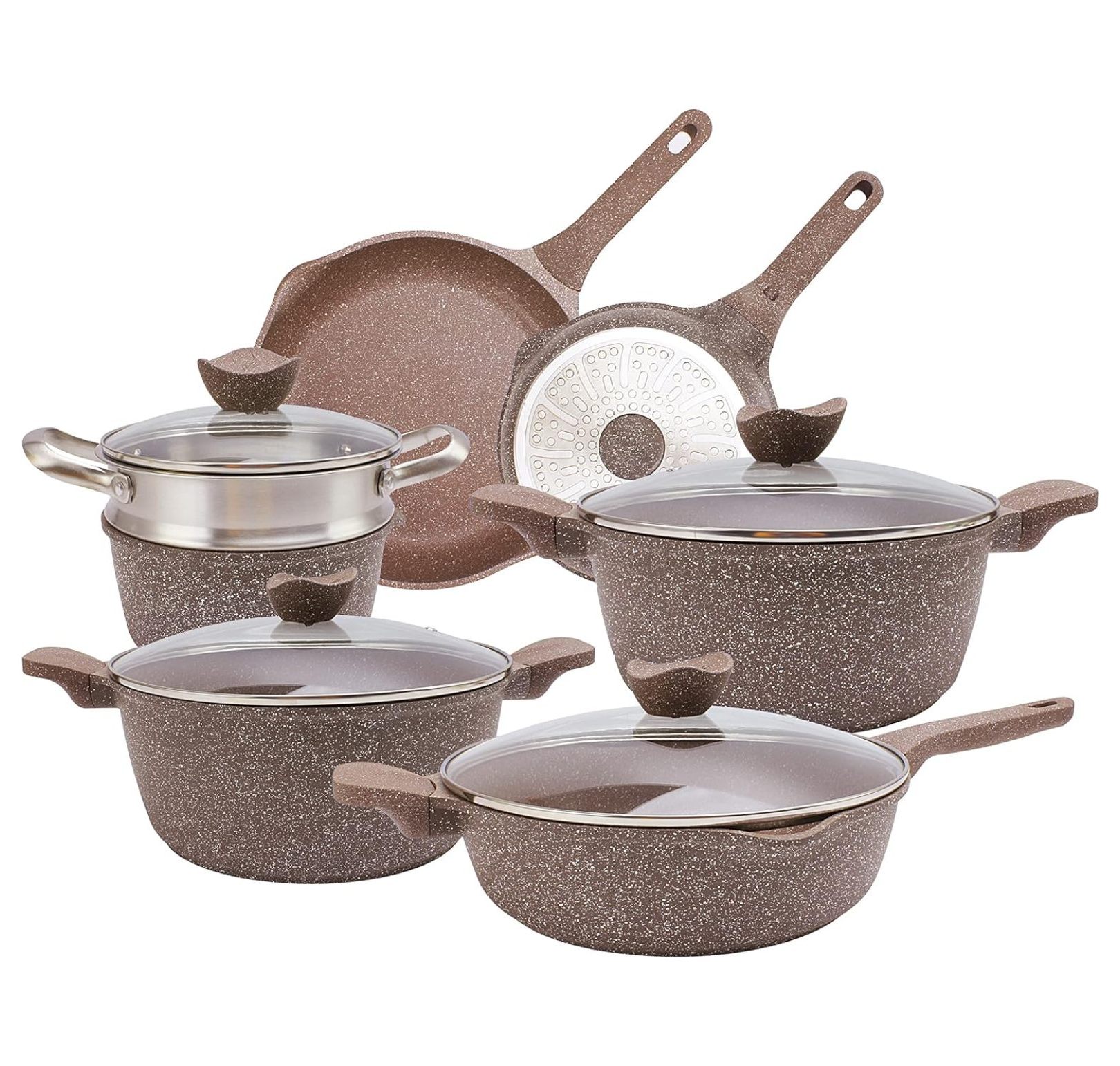 Non-Stick Cast Aluminum Cookware Set - Durable Kitchen Cookware for ...