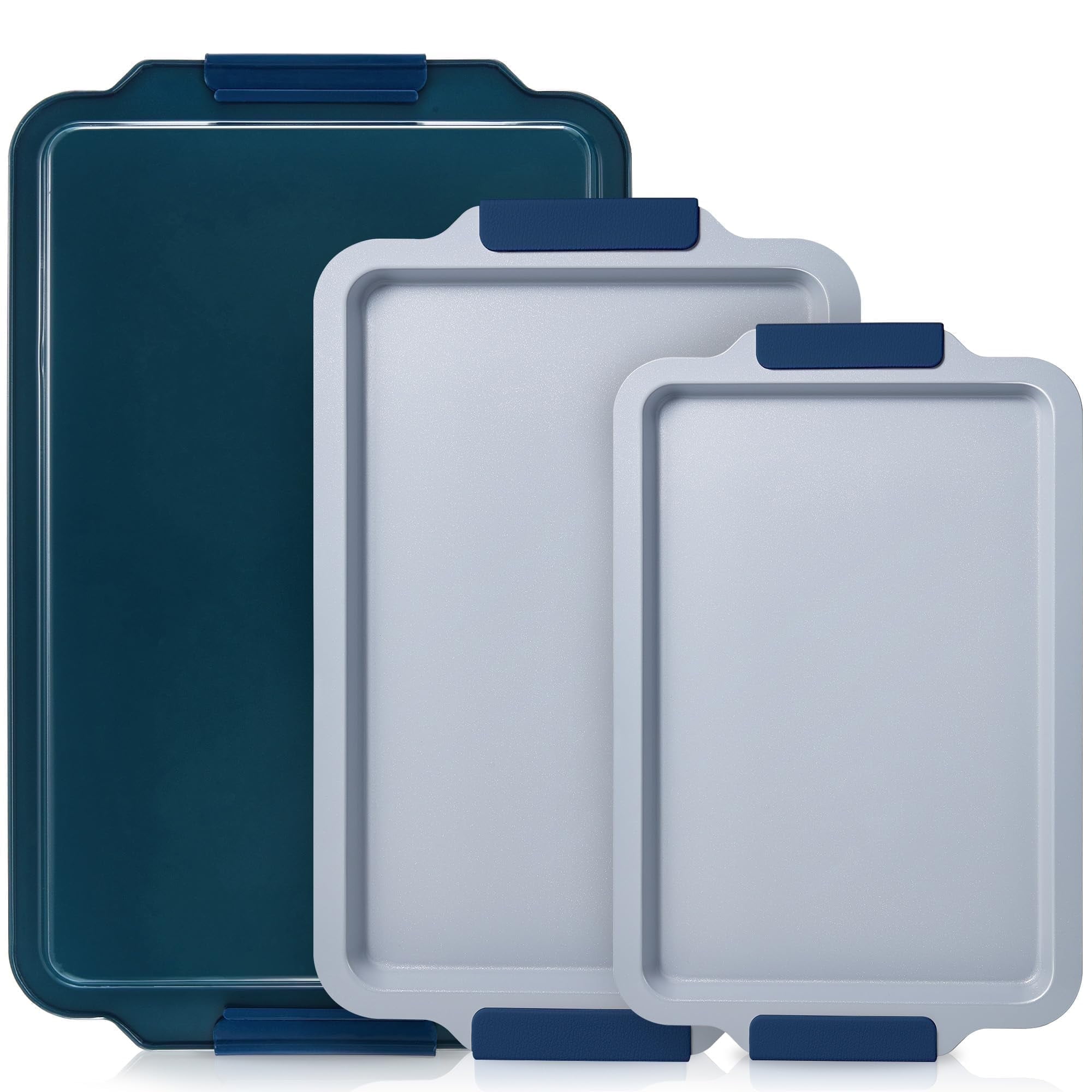 BRONYPRO Non Stick Ceramic Baking Sheet Set, Aluminized Steel, Silicone ...