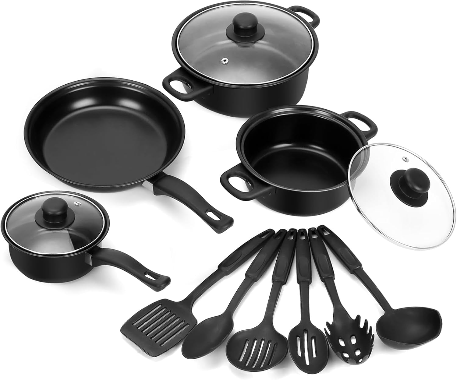 Non-Stick Cookware Set, 13 Piece Set Portable Lightweight Cast Iron ...