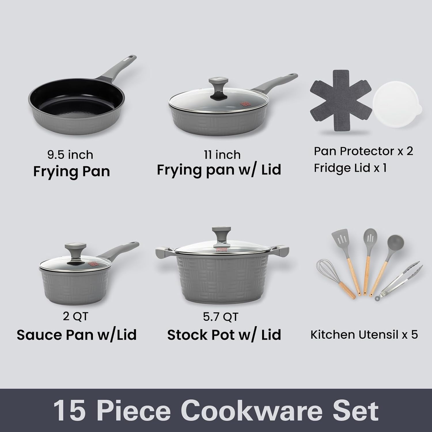 Non Stick Cookware Set, Induction Compatible, Non Toxic, Dishwasher ...