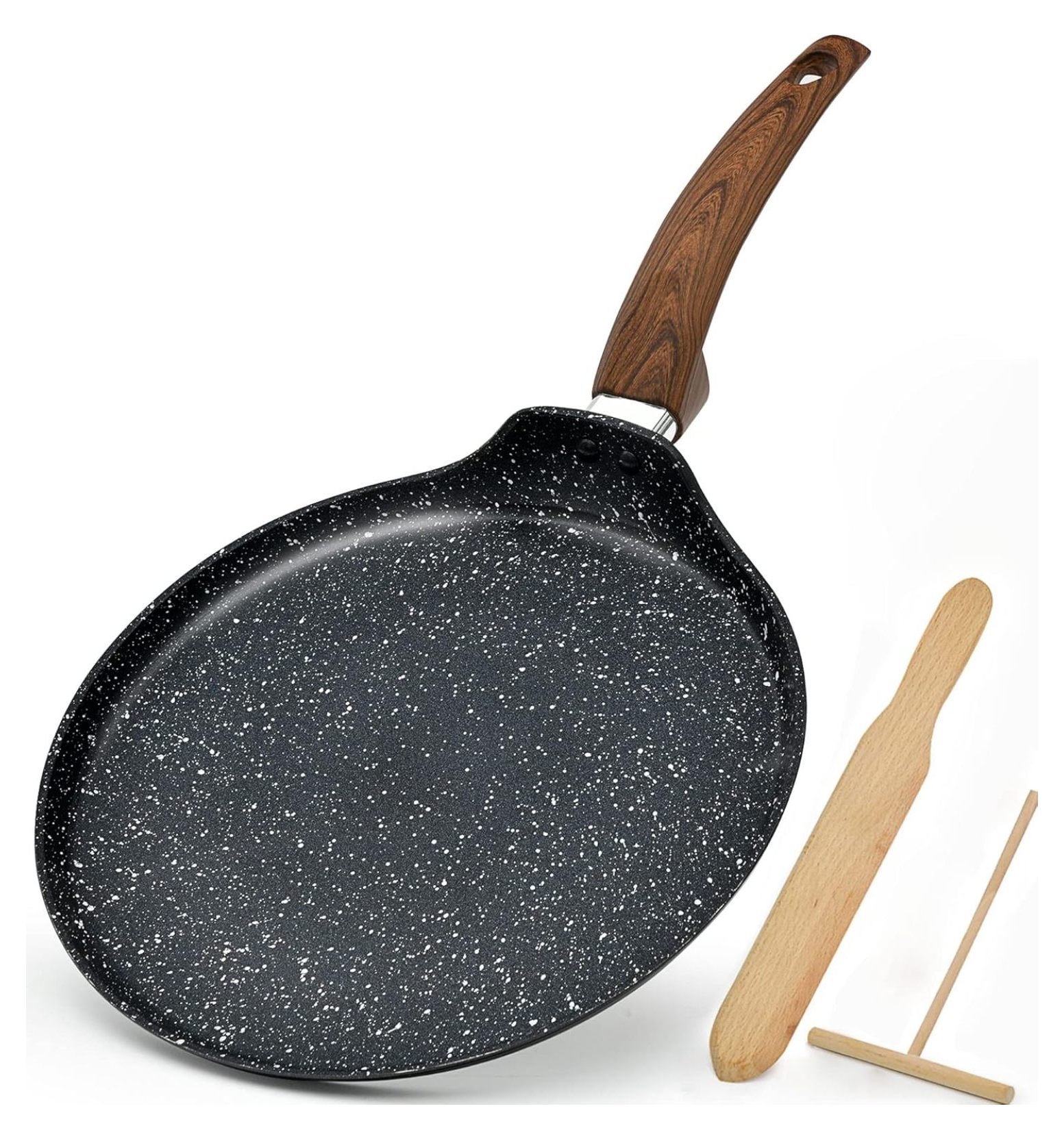 Non Stick Crepe Pan with Spreader Spatula, 11'' PFOA- Granite Stone ...