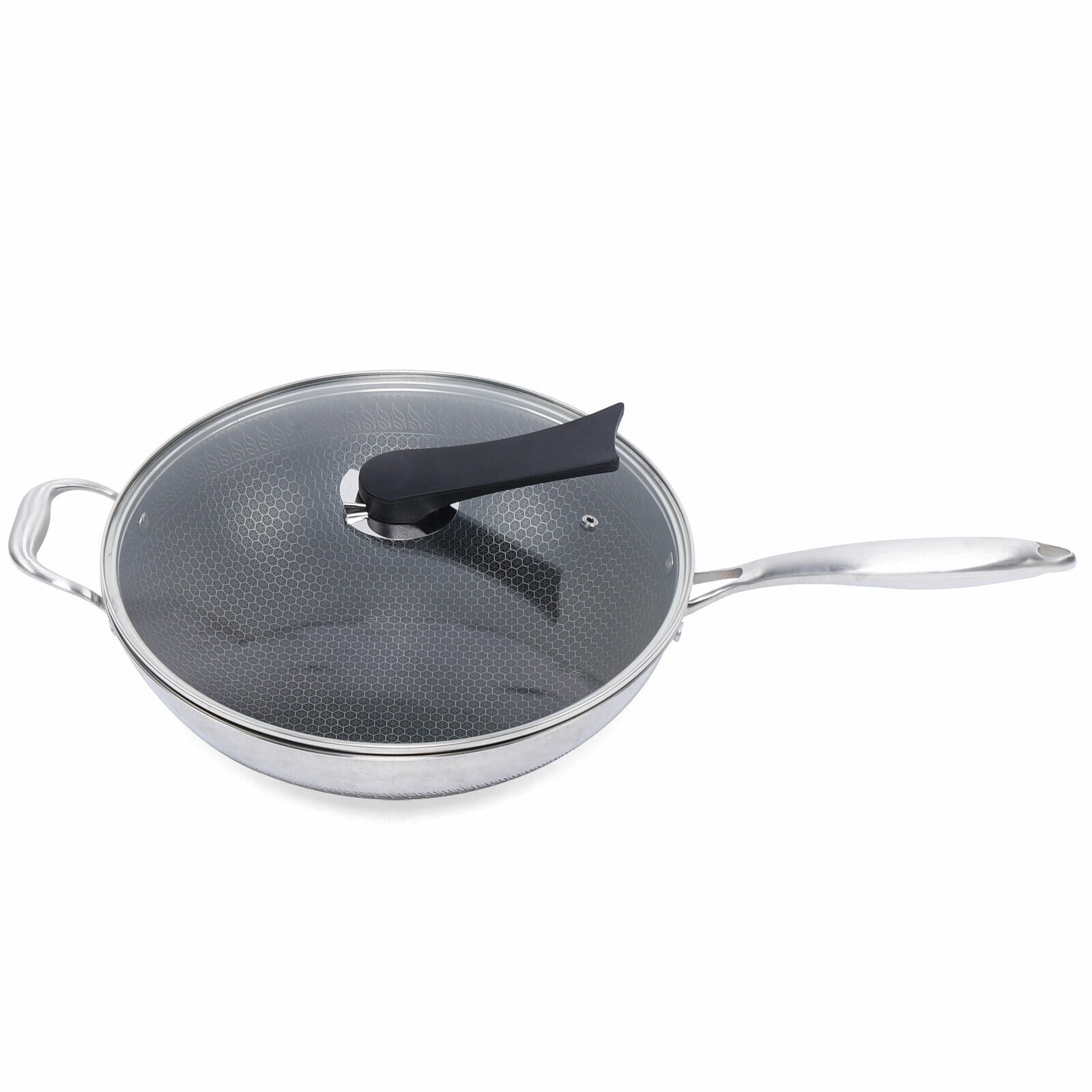 Non Stick Double Sided Honeycomb Cooking Frying Wok Pan with Lid ...