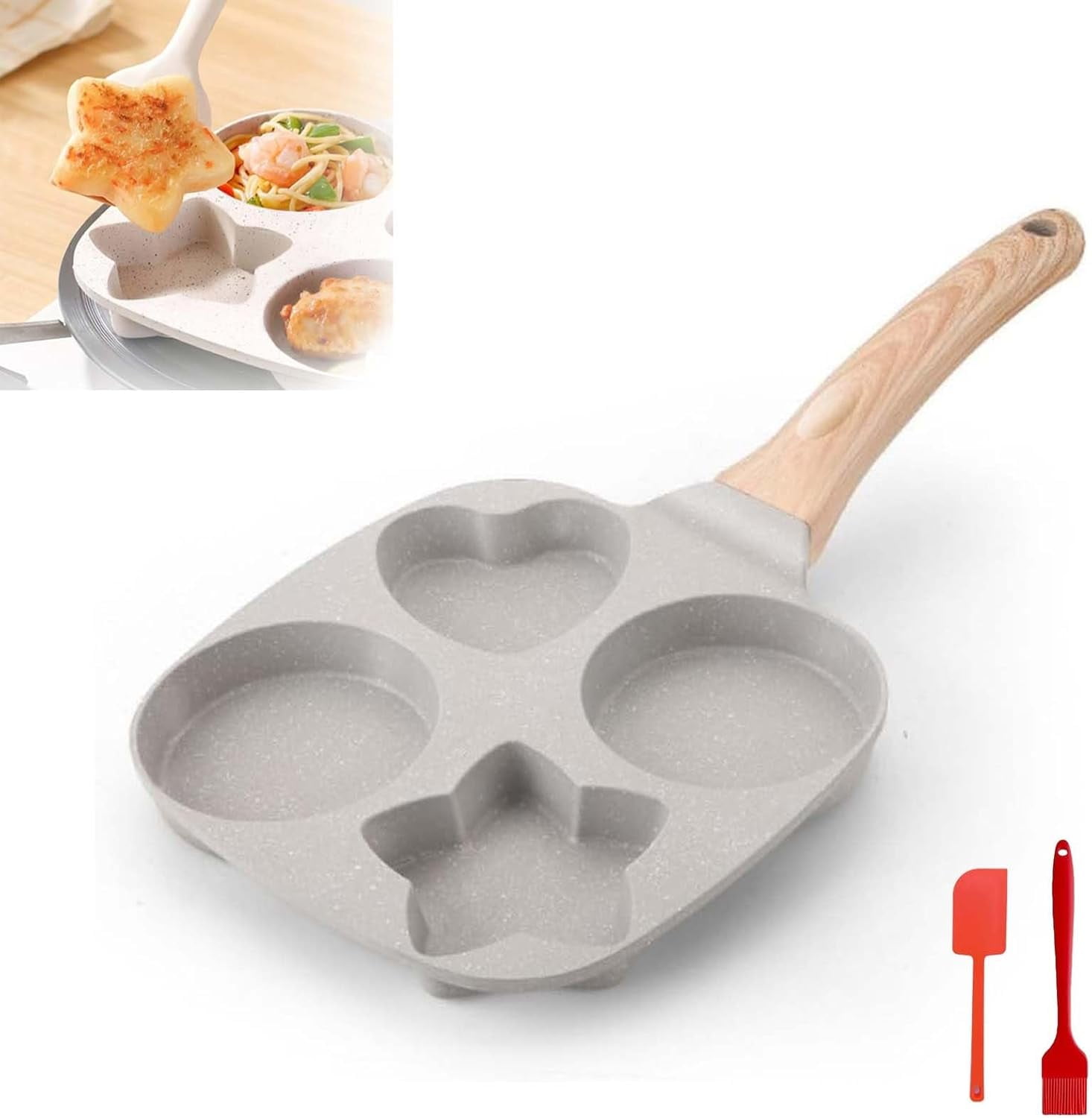 Non Stick Egg Frying Pan 4 Hole Skillet, Multi Purpose Layered Stone ...