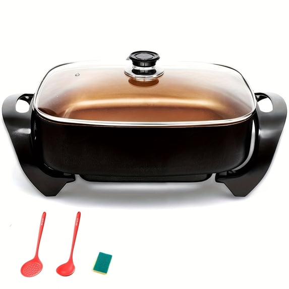 Non-Stick Electric Deep Frying Pan 20 Inch Large Skillet with Tempered ...