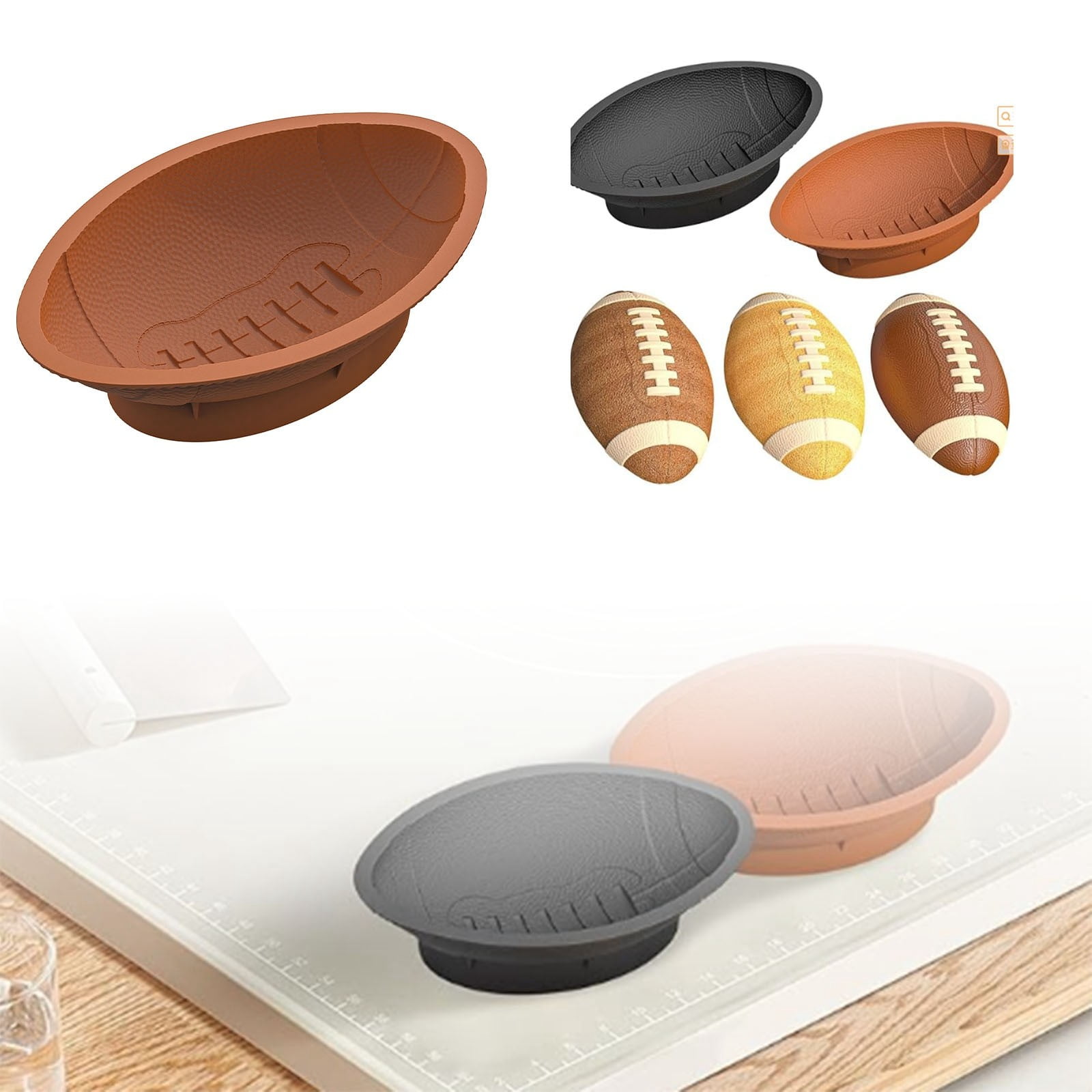 Non - Stick Football - Shaped Silicone Cake Mold - for 3D Chocolate ...