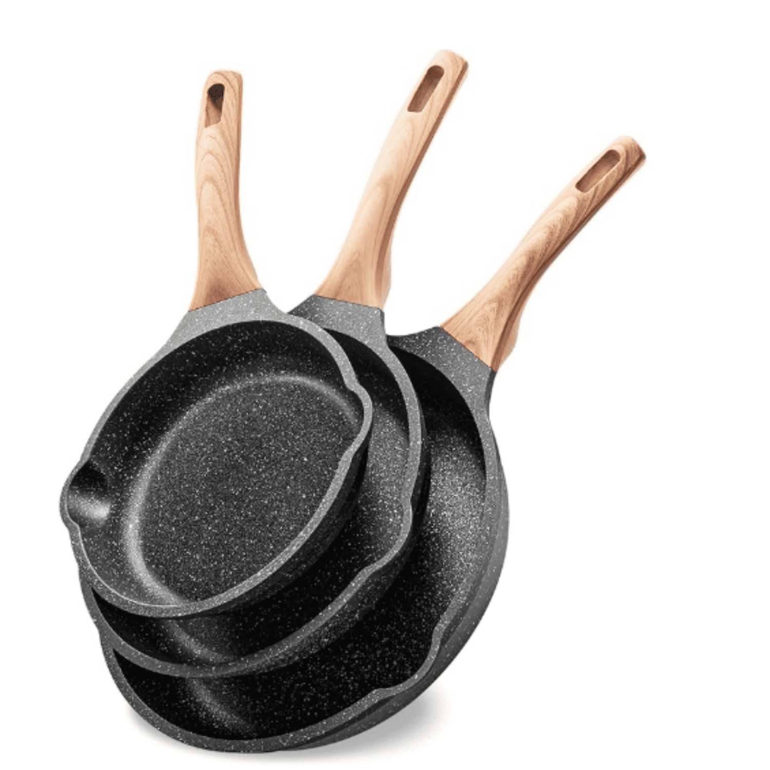 Non Stick Frying Pan Set Granite Skillet Set with 100% Induction Egg ...