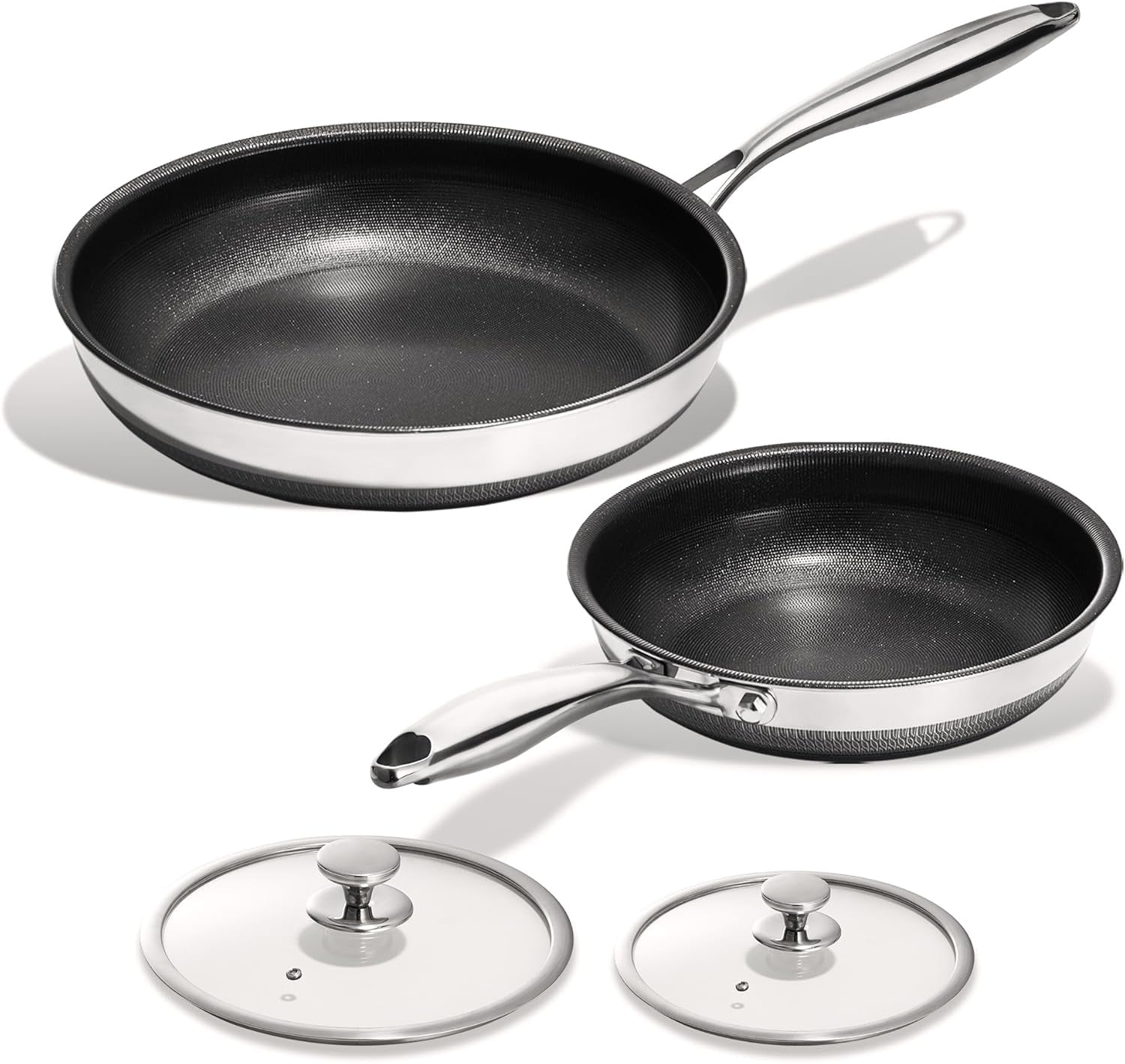 Non Stick Frying Pans Set - 2 Piece (10, 12") Titanium Ceramic Pan with ...
