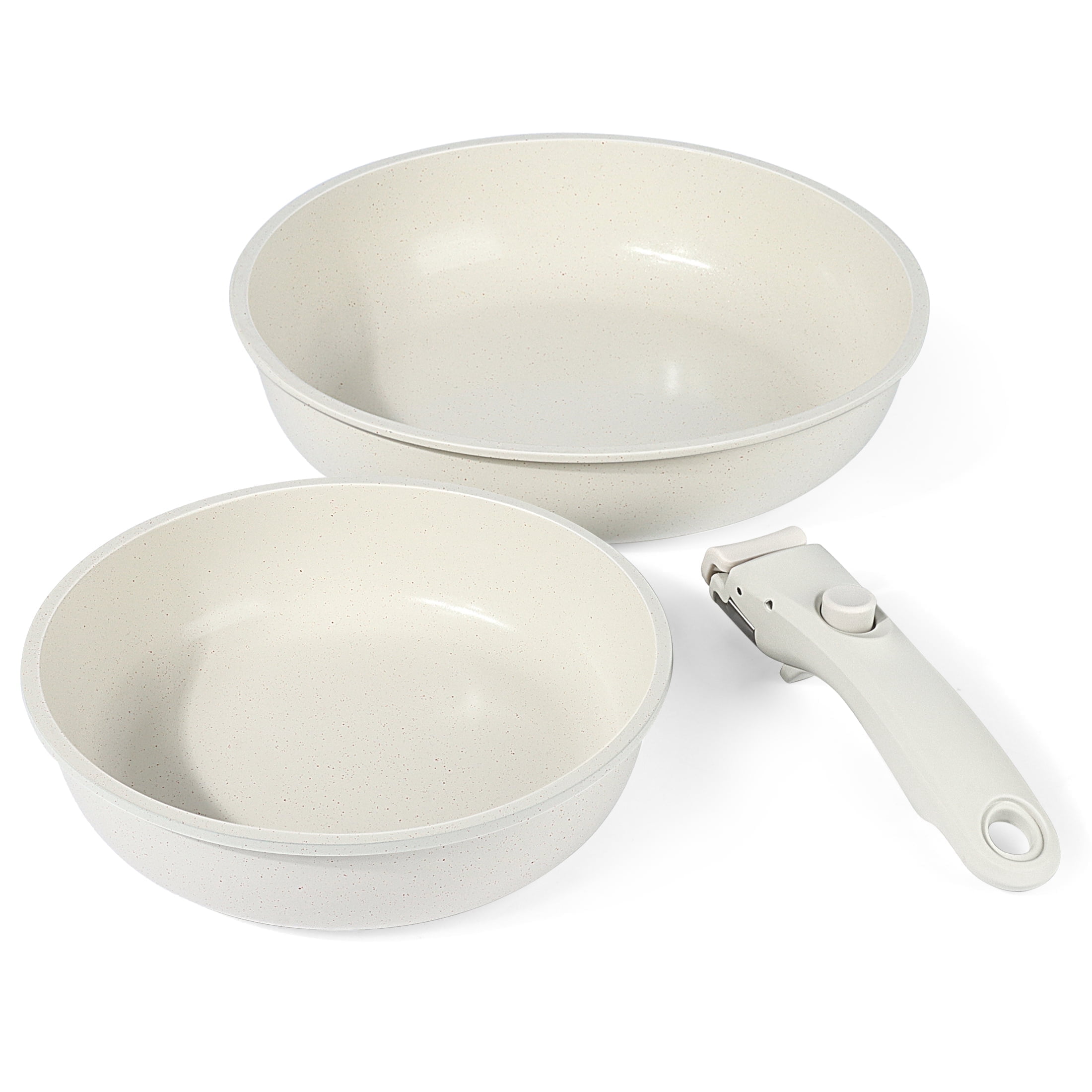 GiPP 3pcs Ceramic Non Stick Frying Pans Set with Removable Handle,Oven ...