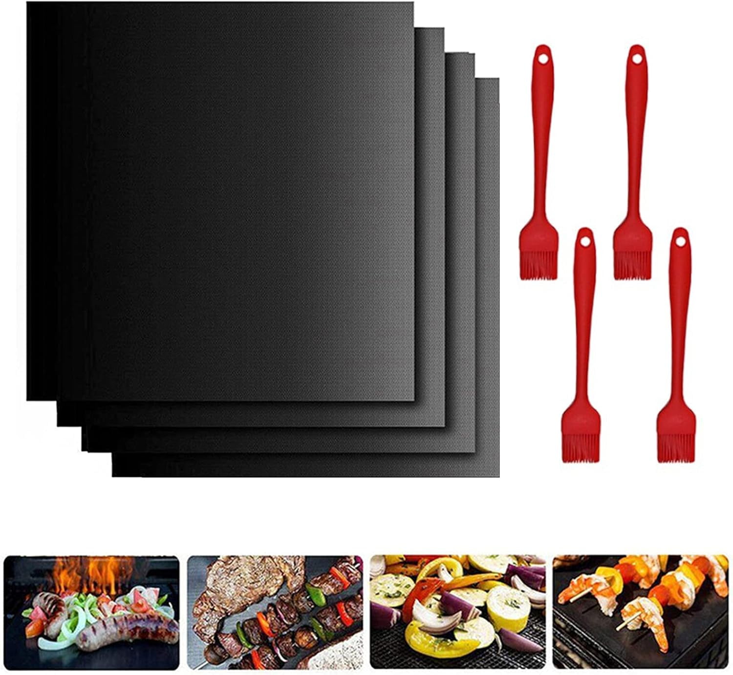 Non-Stick Grill Mat Set, Flavor Intact & Grill Marks, Reusable ...