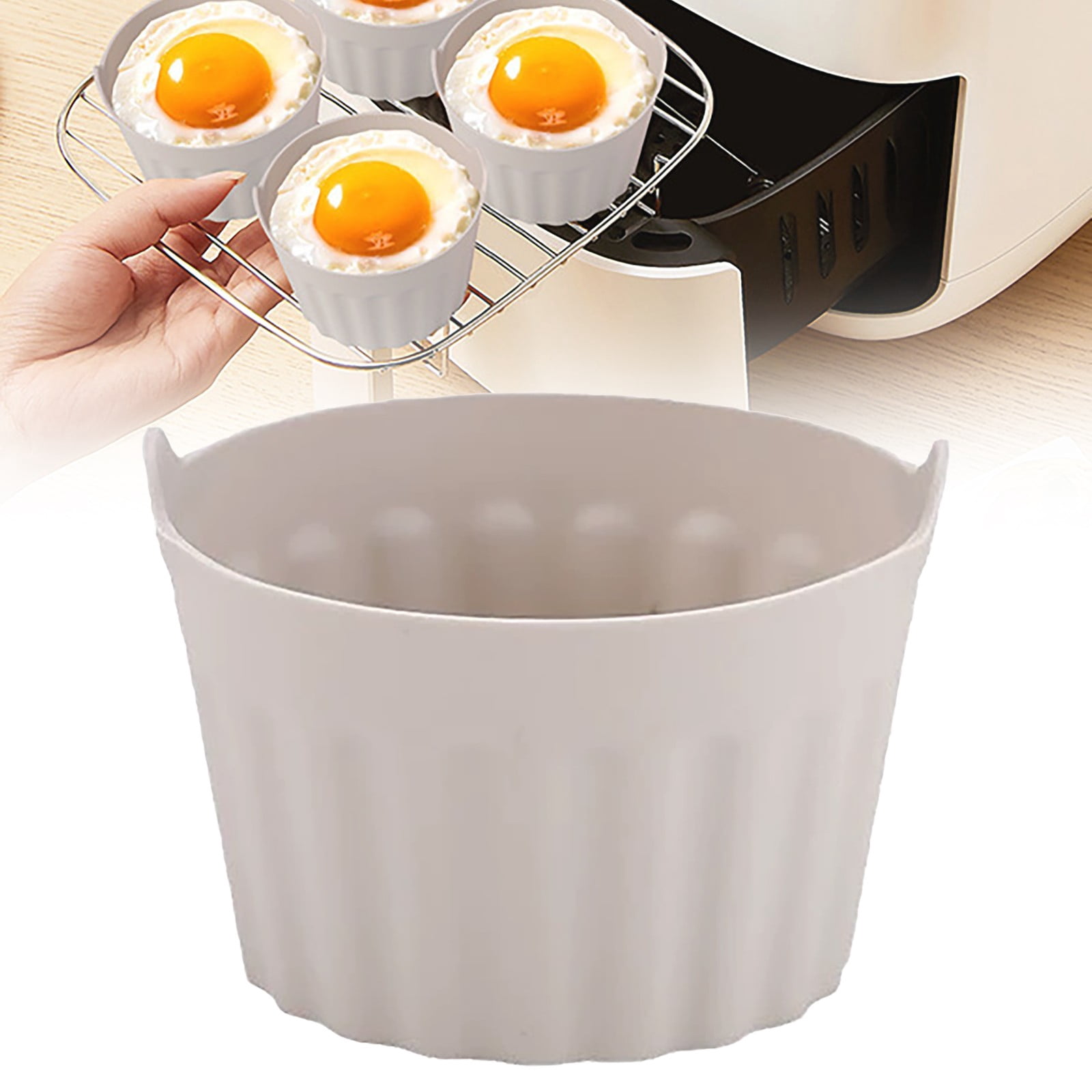 Non-Stick Heat-Resistant Silicone Batter Baking Cup/ Fryer Egg Poacher ...