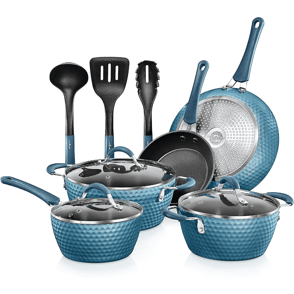 Ink Craft 11 Piece Stylish Ceramic Cookware Set, Royal Blue - Walmart.com