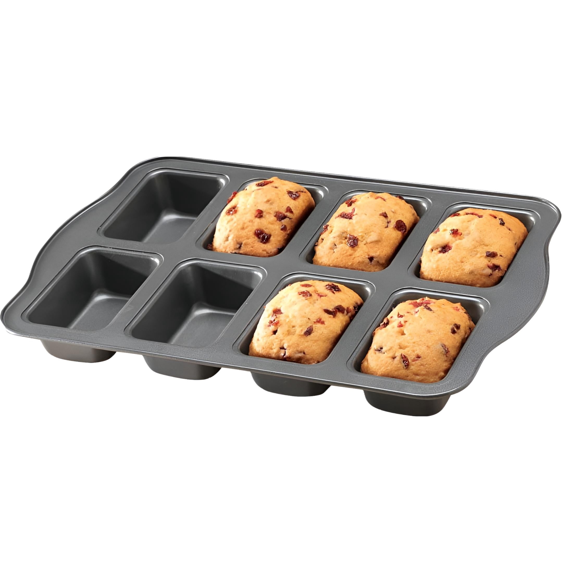 Fox Valley Traders Non-Stick Mini Bread Baking 8-Cavity Metal Loaf Pan ...
