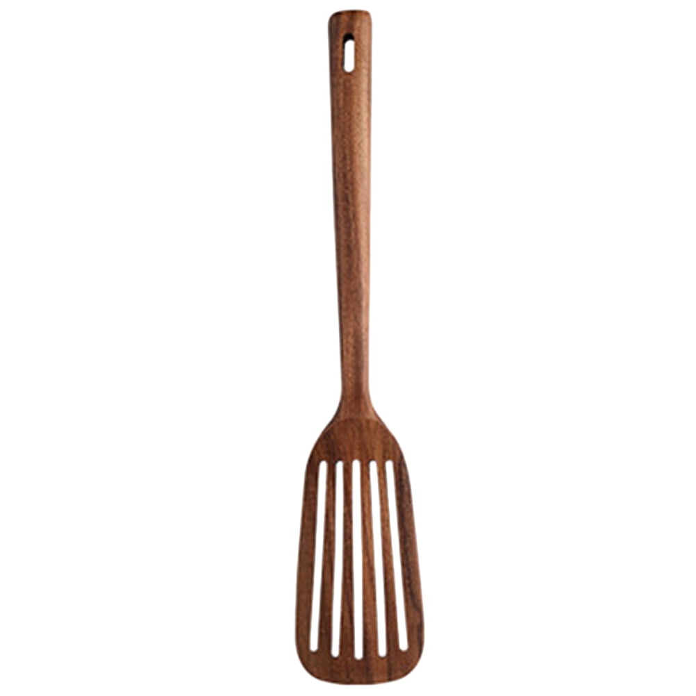 Non Stick Pan Slotted Turner Wood Cook Shovel Chef Spatula Wooden ...