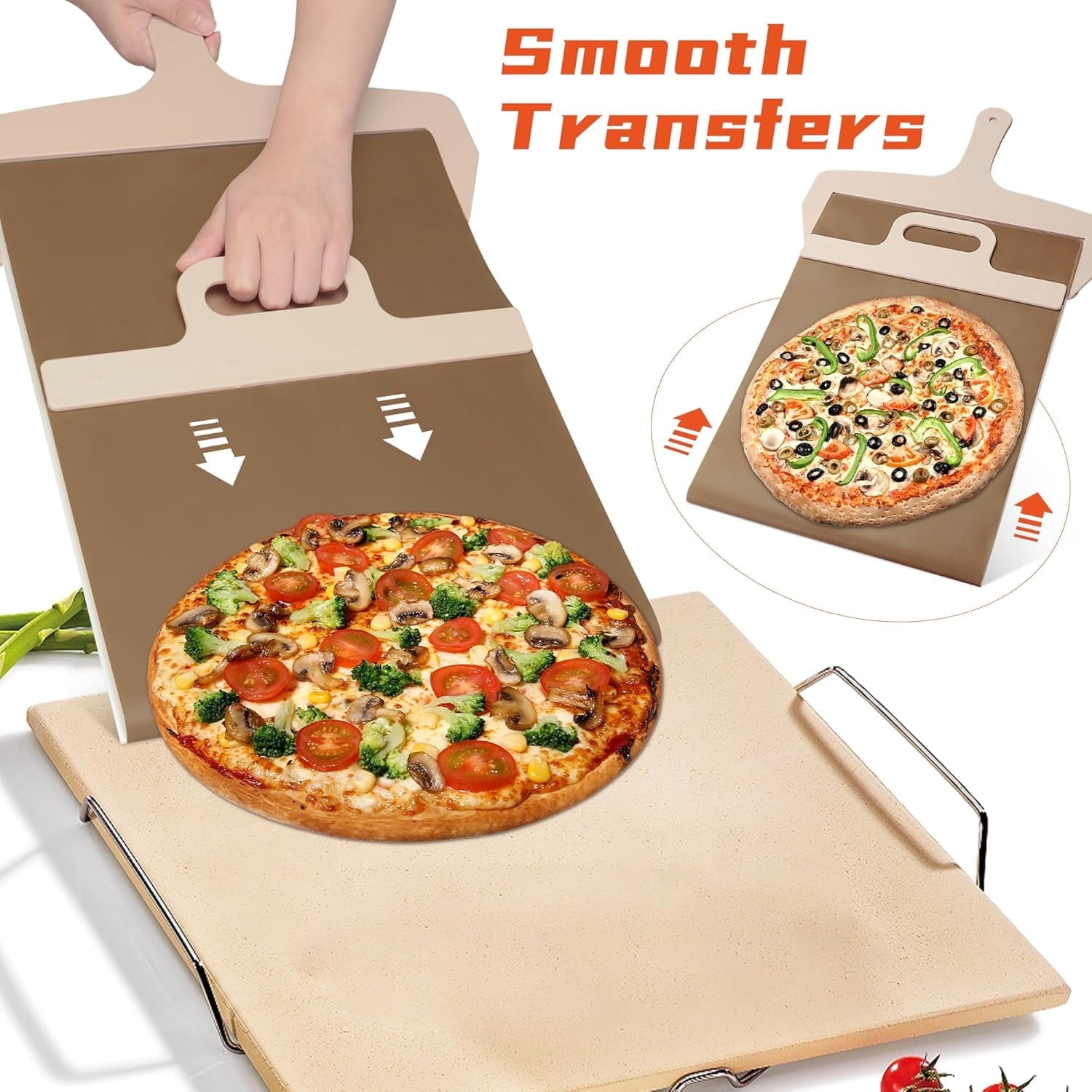 Non-Stick Pizza Spatula Paddle, 12" Pizza Peel Sliding Pizza Board for ...