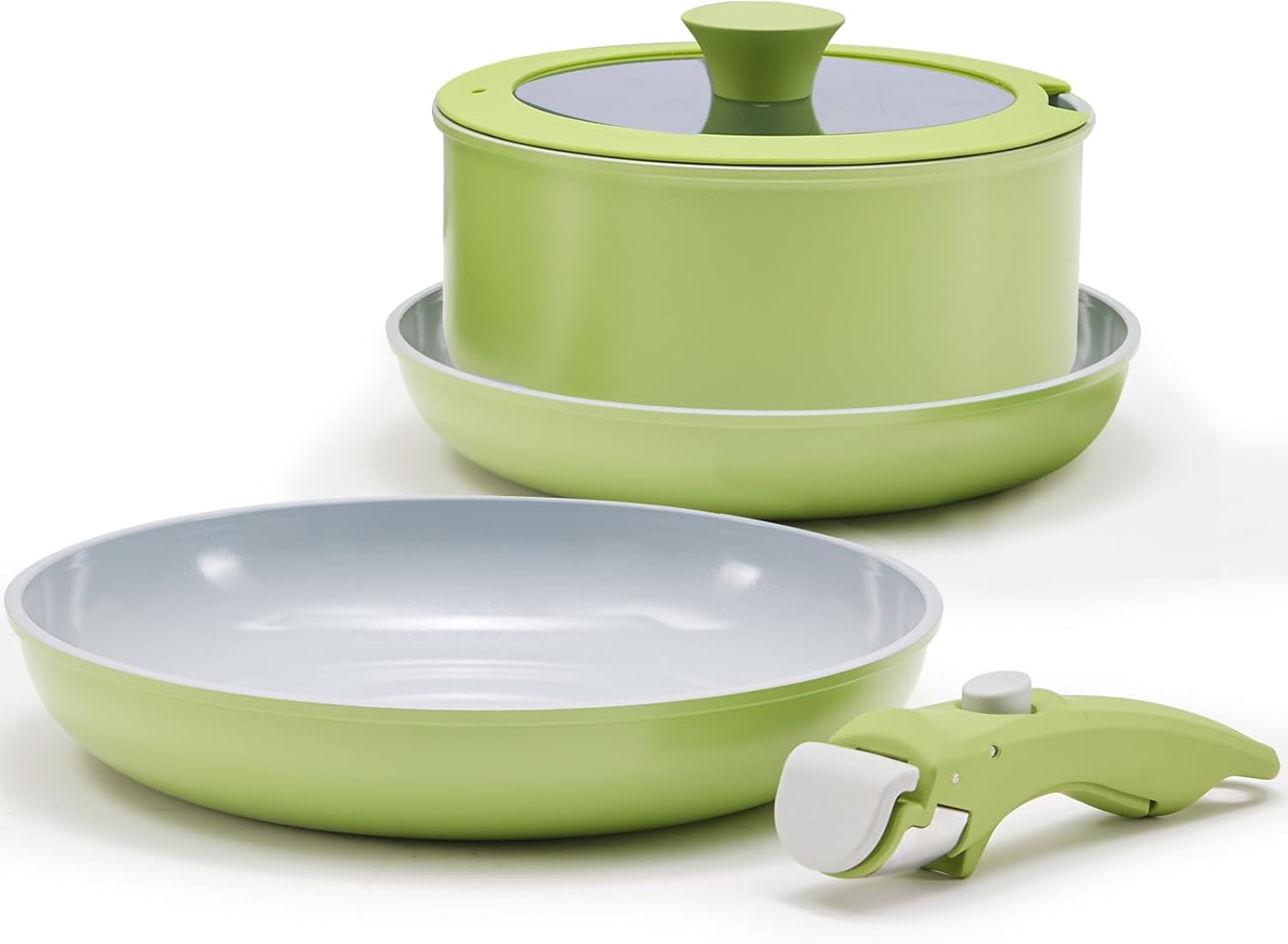 Non Stick Pot and Pan Set with Removable Handle, Ceramic Cookware Set ...