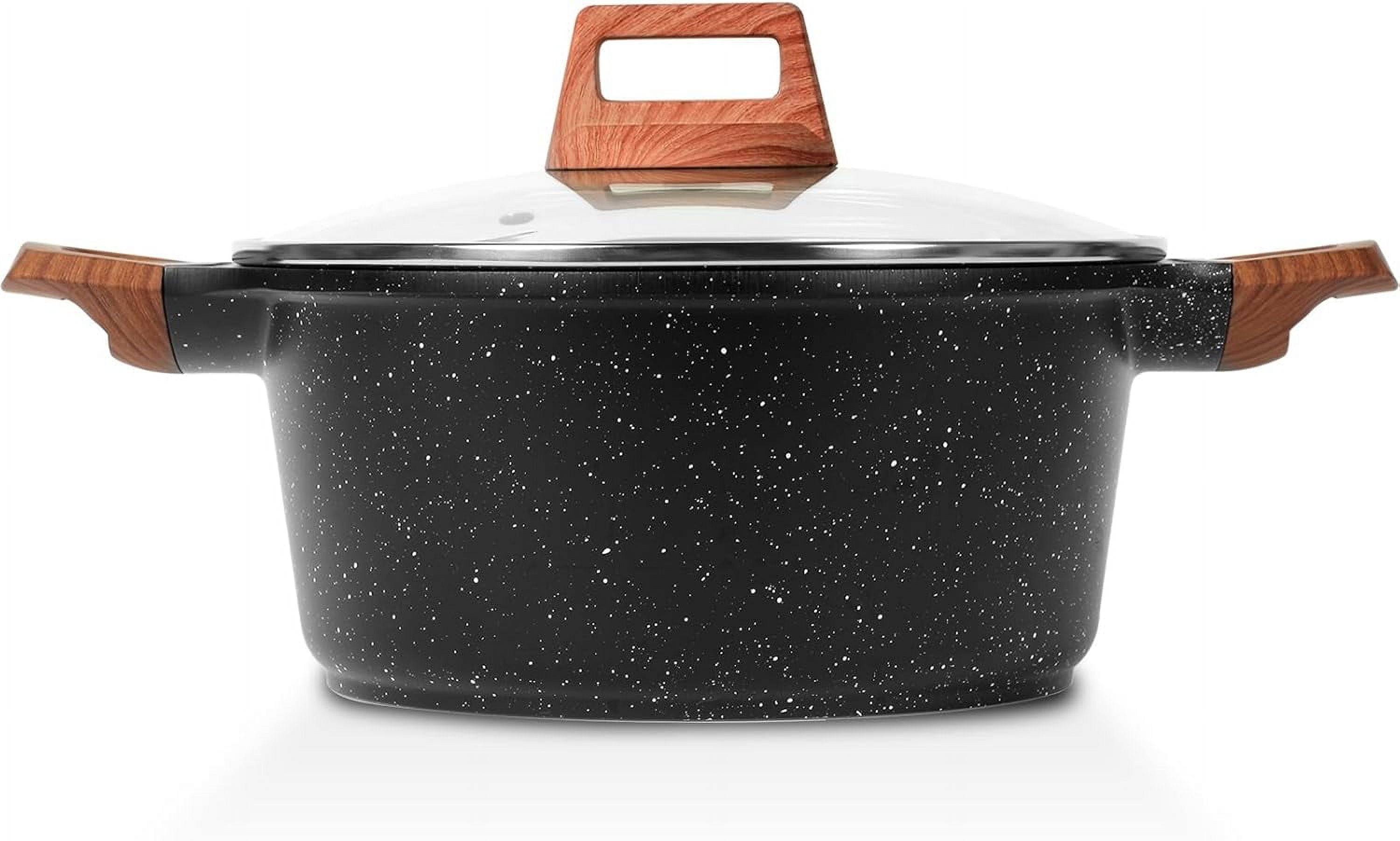 Non Stick Pot with Lid, 5-quart granite casserole soup pot pasta ...
