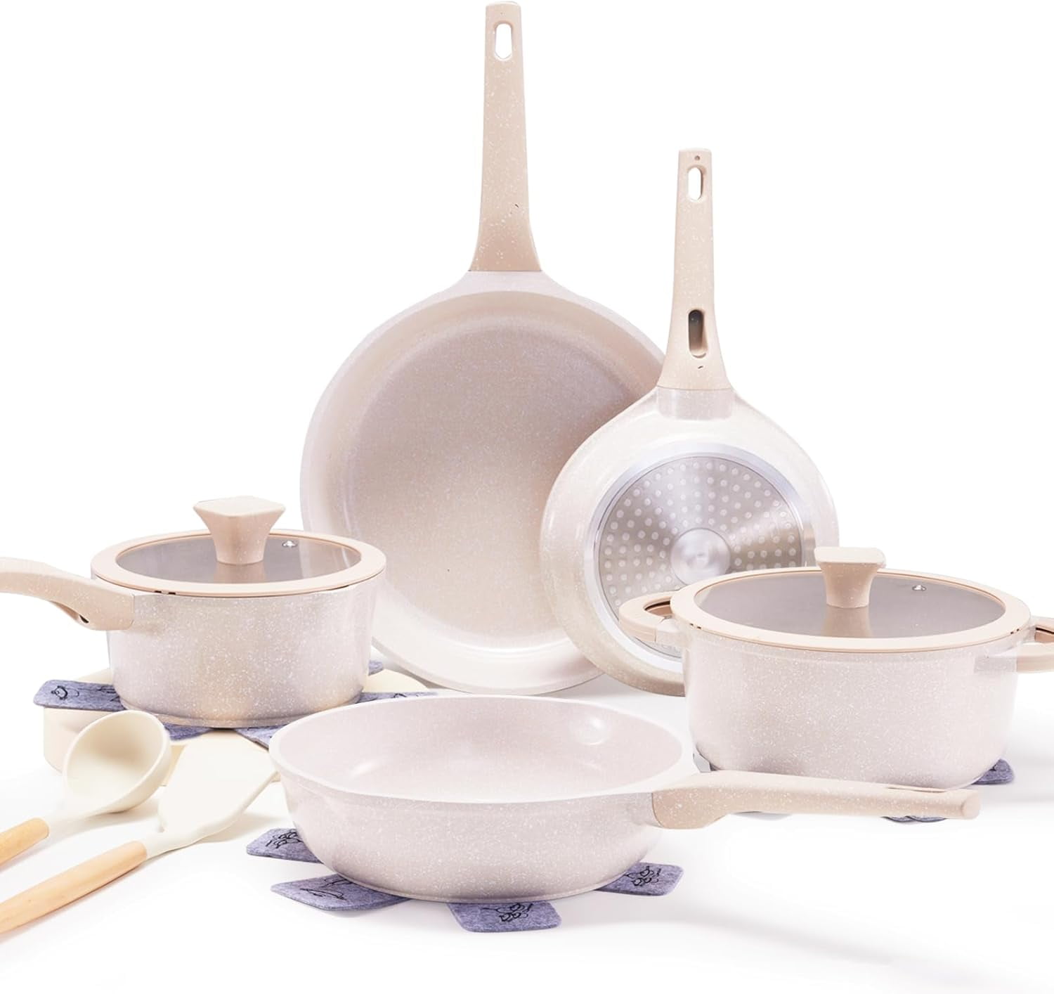 Non Stick Pots and Pans Set, Healthy Ceramic Cookware Set, 12pcs ...