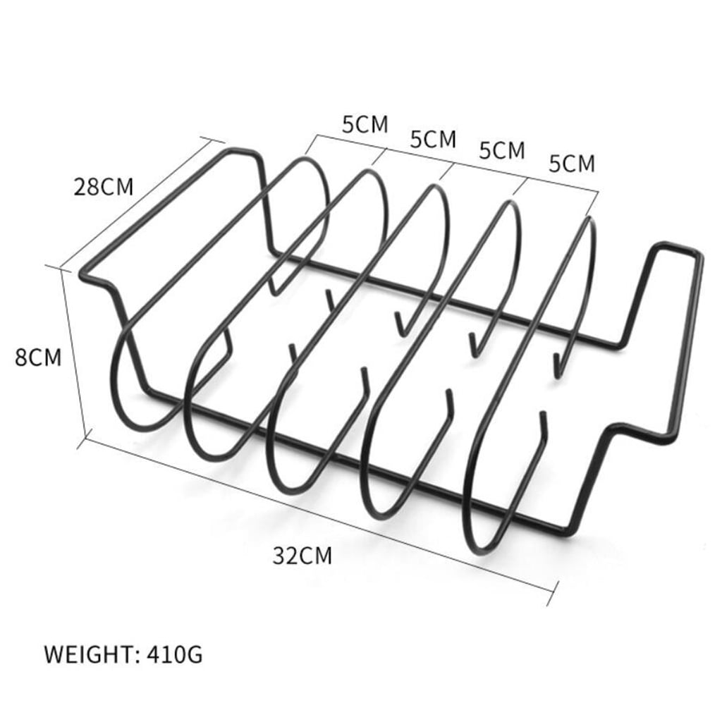 Non-Stick Rib Rack Iron Roasting Stand Holds 4 Rib Racks for Grilling ...